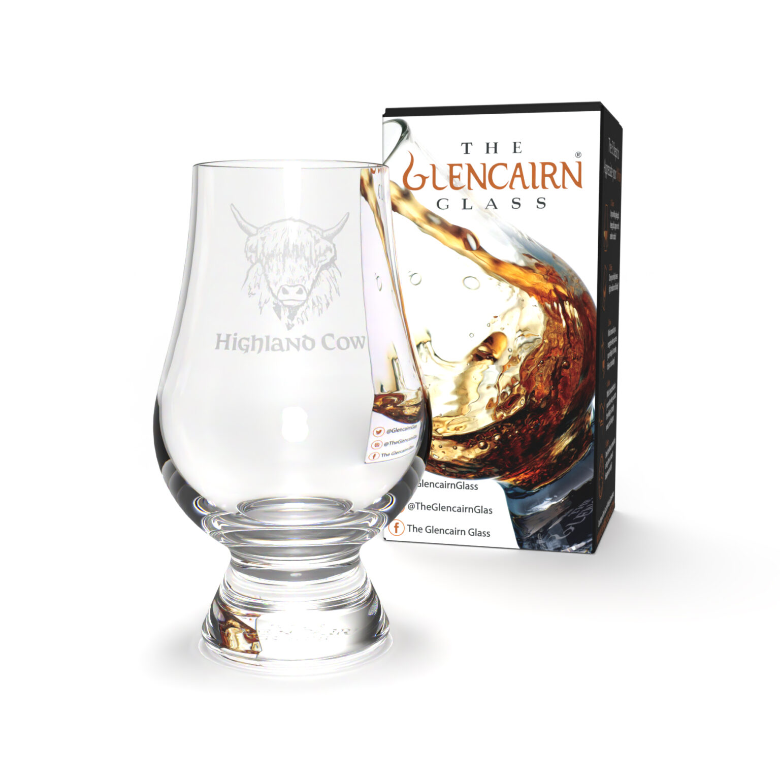Glencairn Glass | Engraved with a Highland Cow, Whisky Gifts